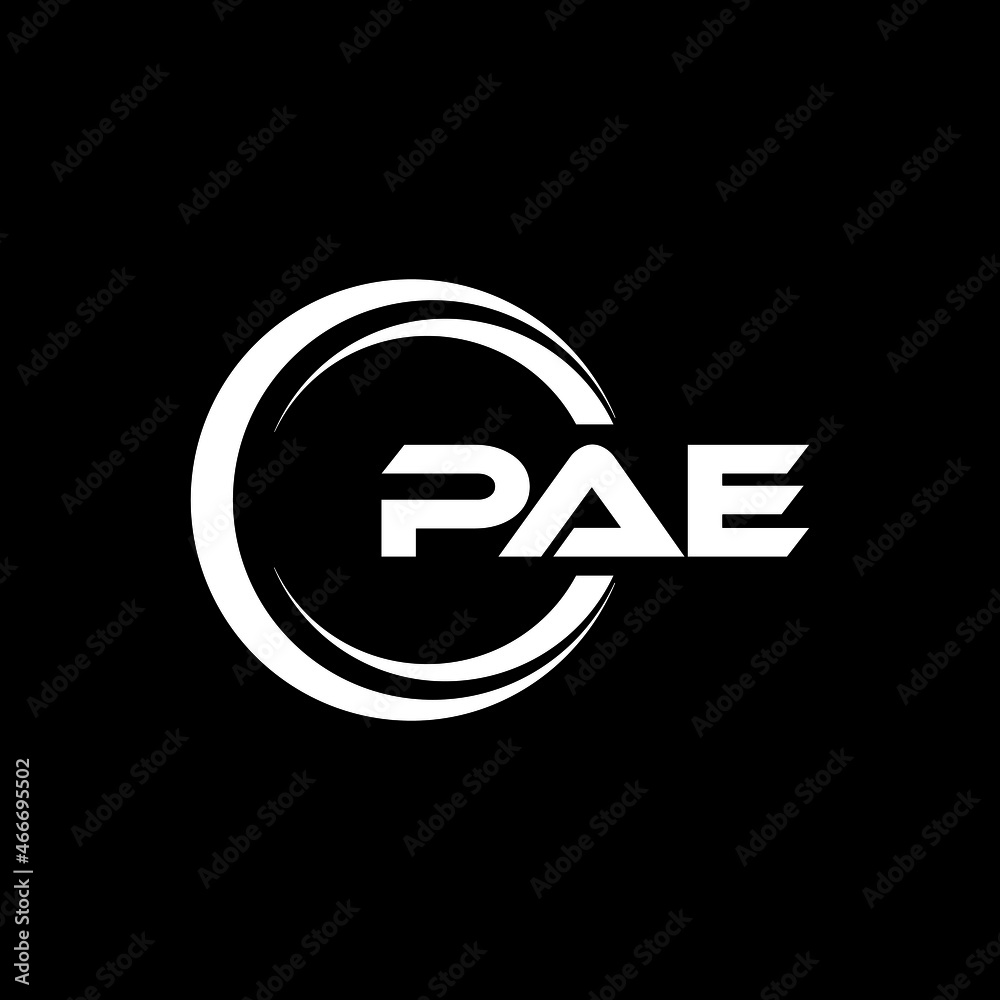PAE letter logo design with black background in illustrator, vector ...