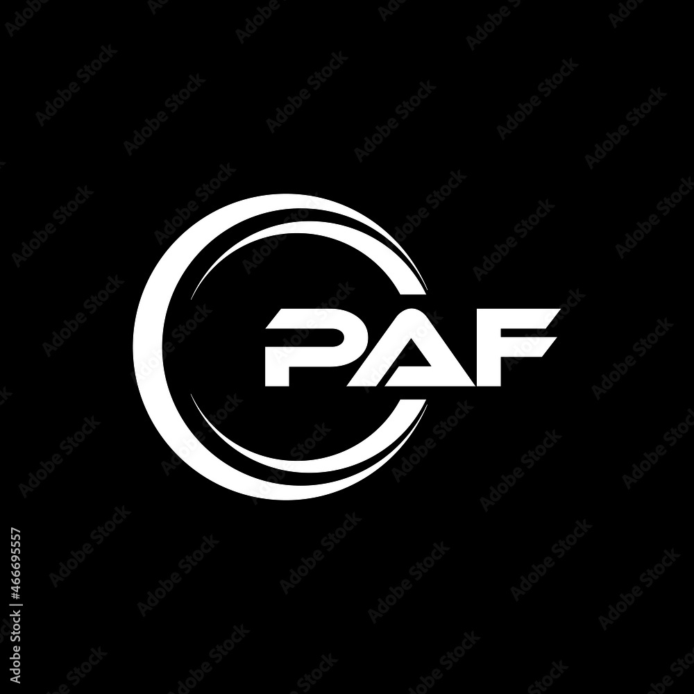 PAF letter logo design with black background in illustrator, vector ...