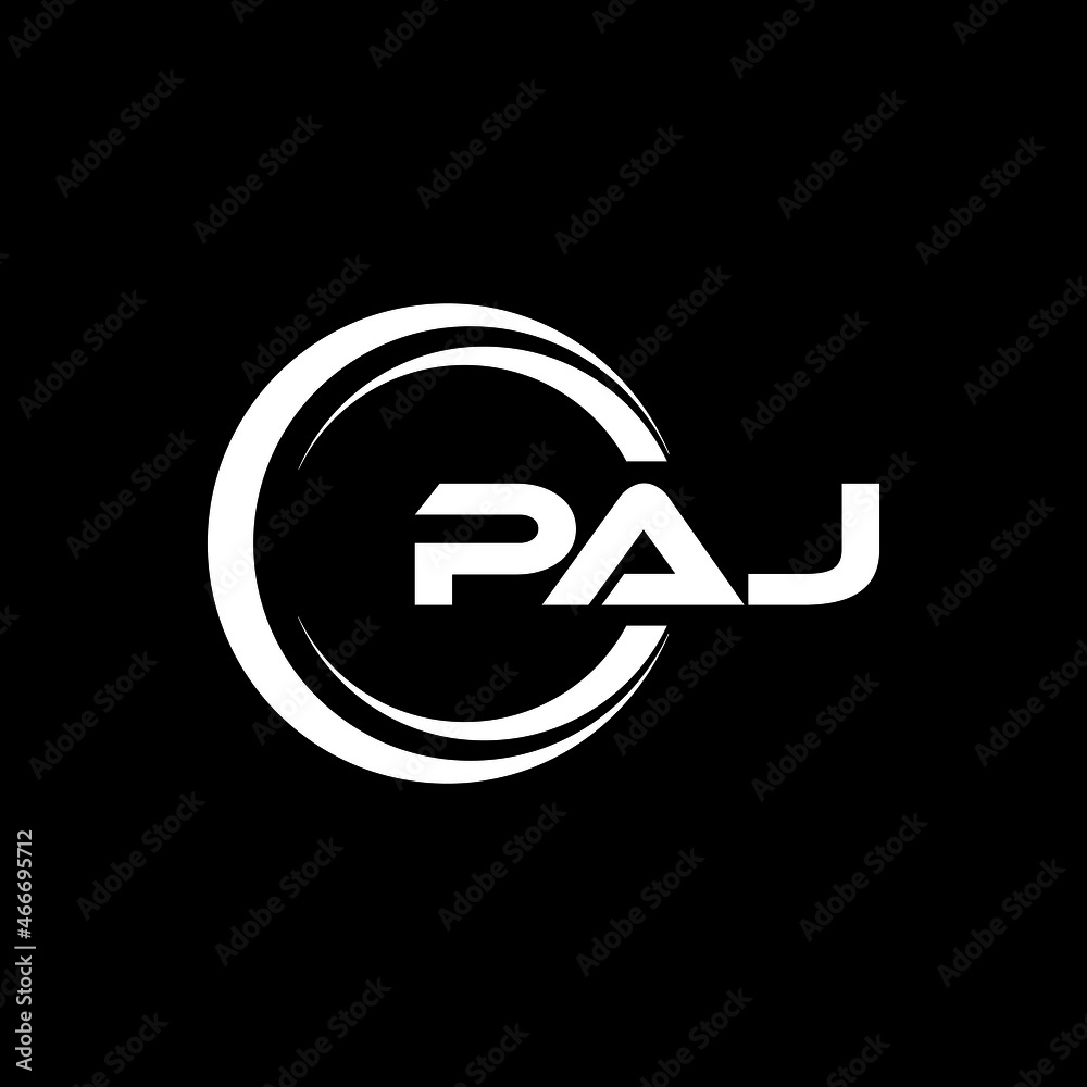 PAJ letter logo design with black background in illustrator, vector ...