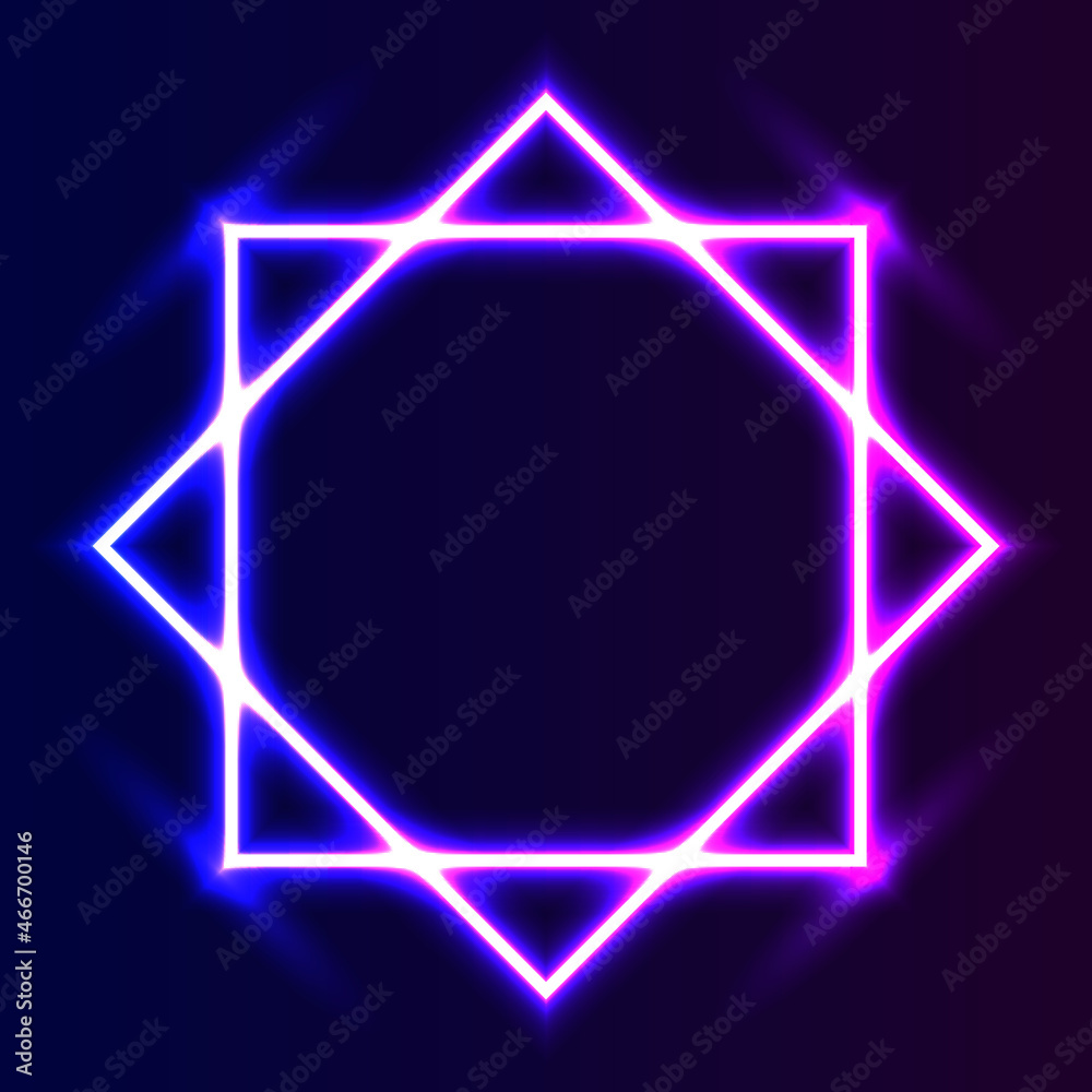 Futuristic Neon frame border. Purple neon glowing background Stock ...