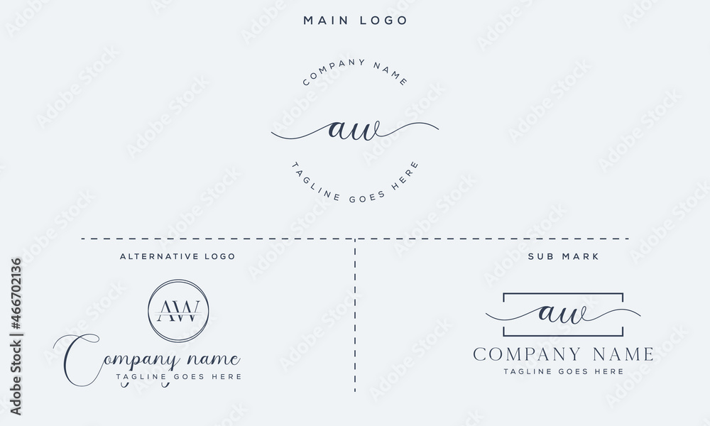 aw Initial handwriting signature logo vector. Hand lettering for ...