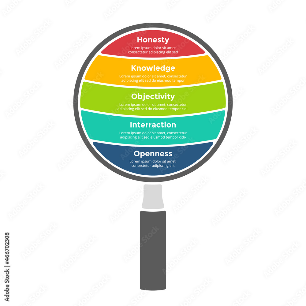 Magnifier sign. Scientific research Infographic. Analysis zoom tool ...