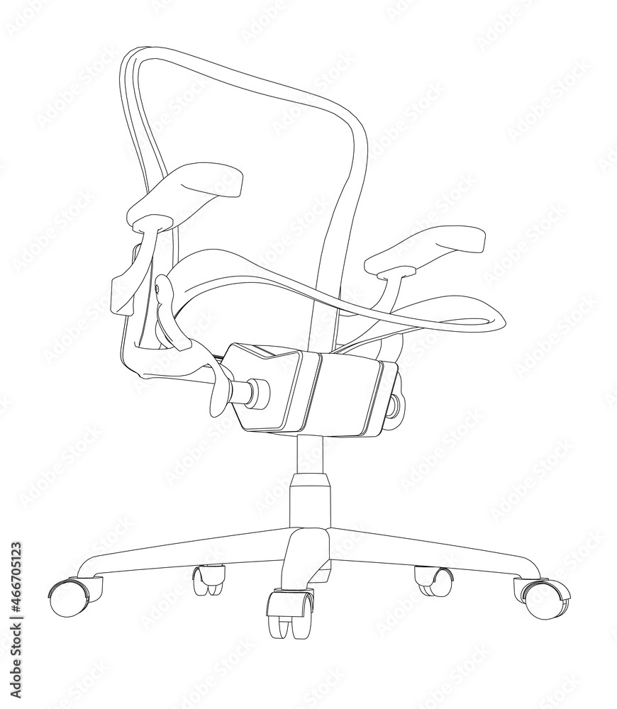 Gaming chair outline from black lines isolated on white background ...