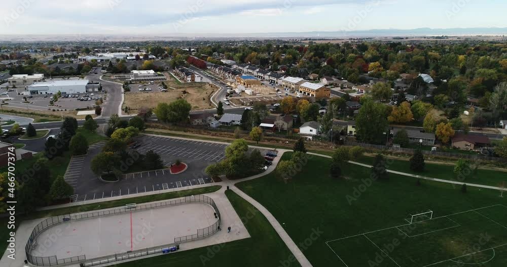 A drone flight showing the south western part of the City of Greeley ...