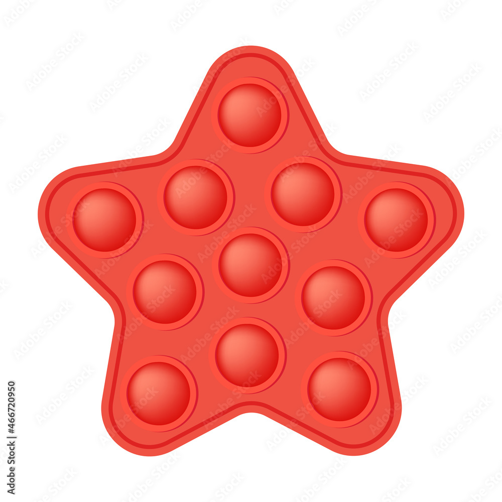 Popit figure red star as a fashionable silicon toy for fidgets ...