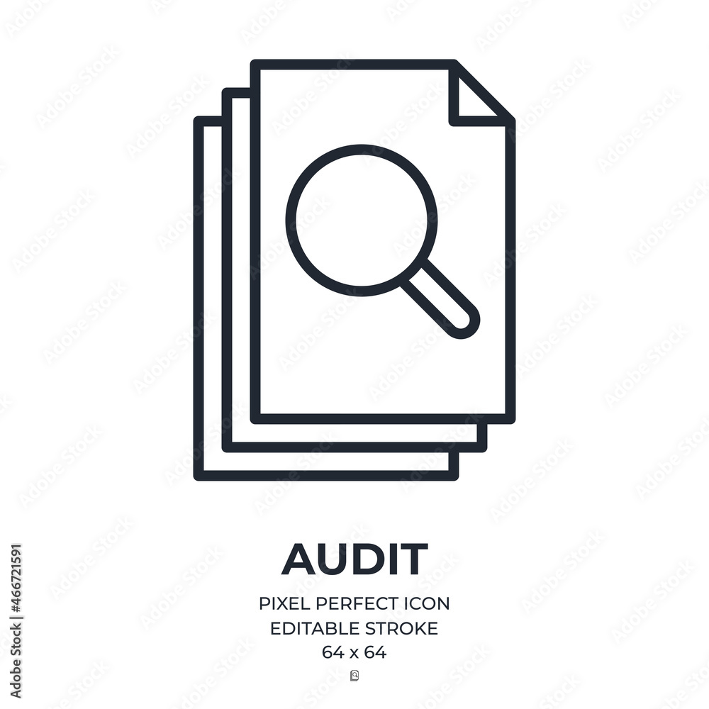 Audit editable stroke outline icon isolated on white background flat ...