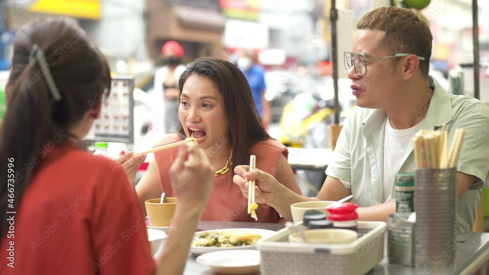 Group of Asian people friends tourist having dinner together at ...
