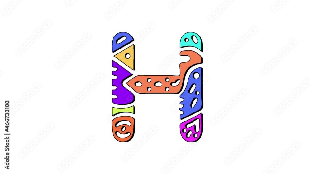 Letter H isolated on clear White background. 4K video. Animated cartoon ...