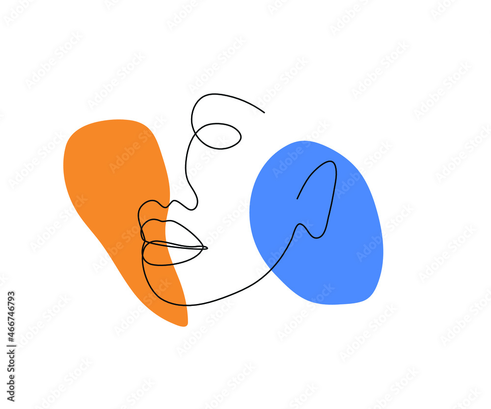 Simple Stylish Lined art with Modern Abstract Portrait Face Art One ...