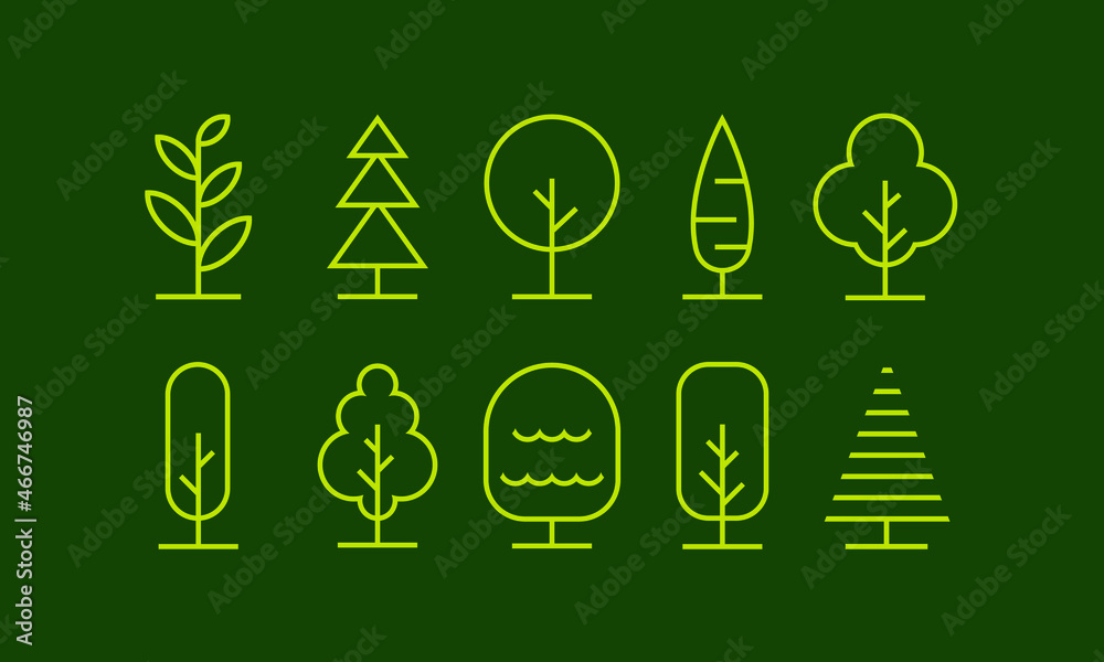 the tree illustration in a simple monoline vector style. minimal ...