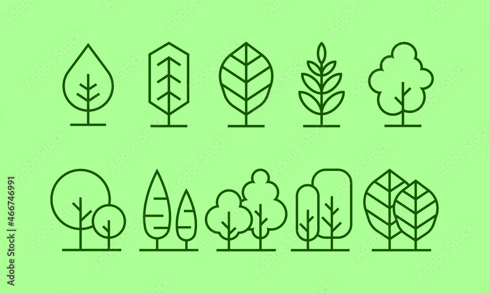 the tree illustration in a simple monoline vector style. minimal ...