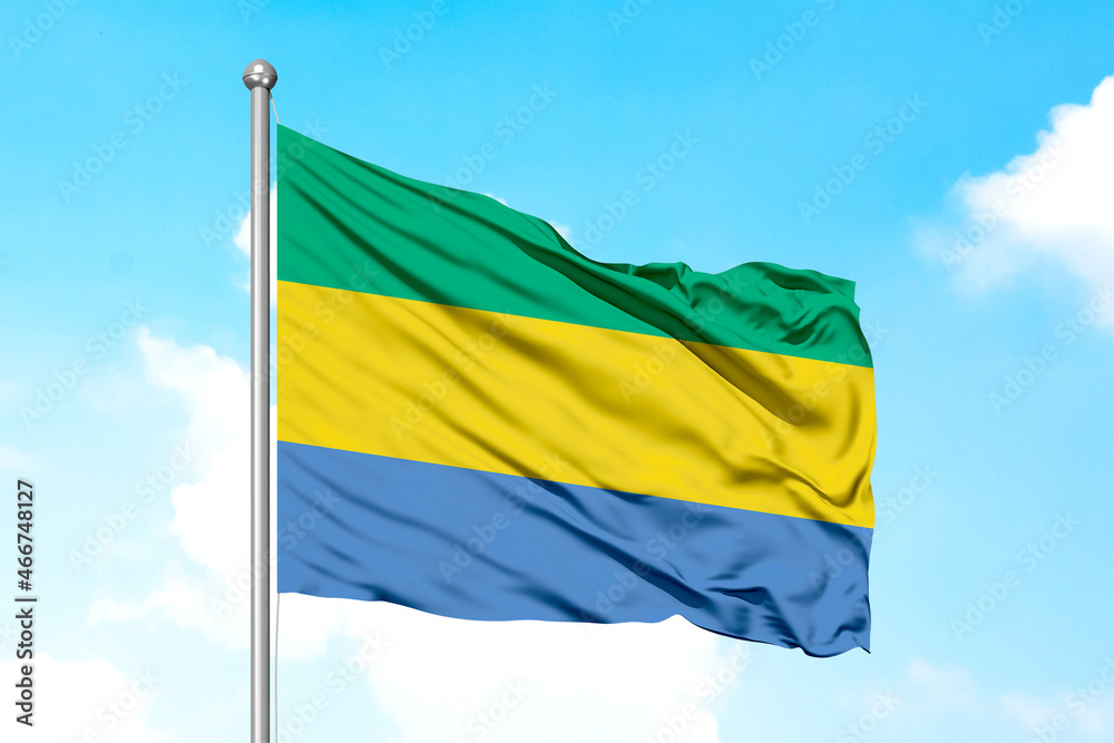 Gabon Flying Flag Stock Illustration | Adobe Stock