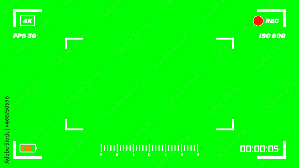 4k size viewfinder. Record screen. Green screen with video shooting ...