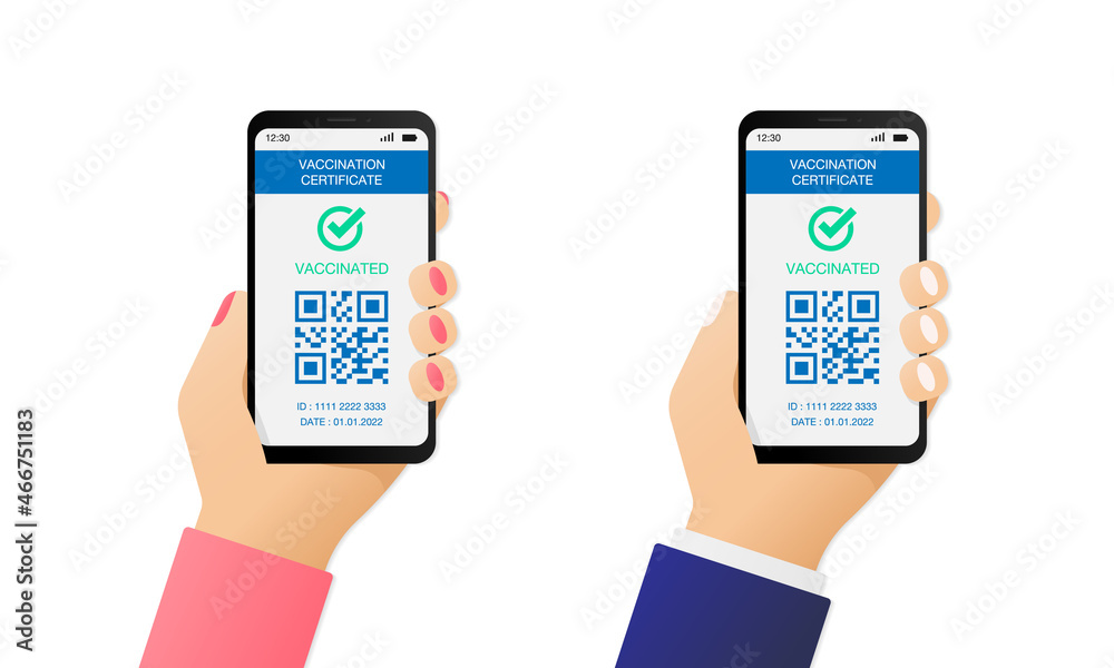 Person holding a phone with QR code as proof of Covid Vaccine ...