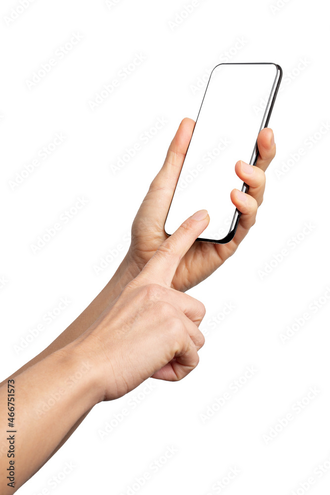 Frameless smartphone mockup with white screen. Isolated on white ...