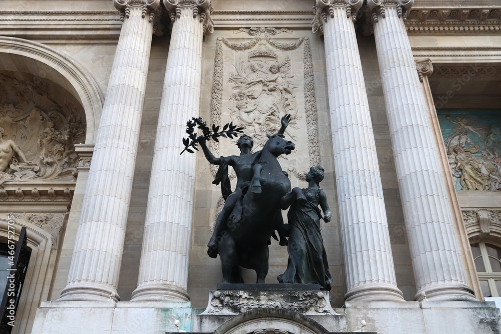 PARIS, FRANCE - DECEMBER 10, 2019: Facade decorations of Grand Palais ...