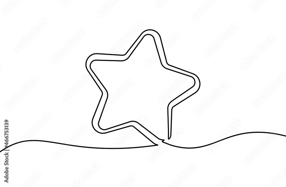 Star one line icon. One line drawing background. Continuous line ...