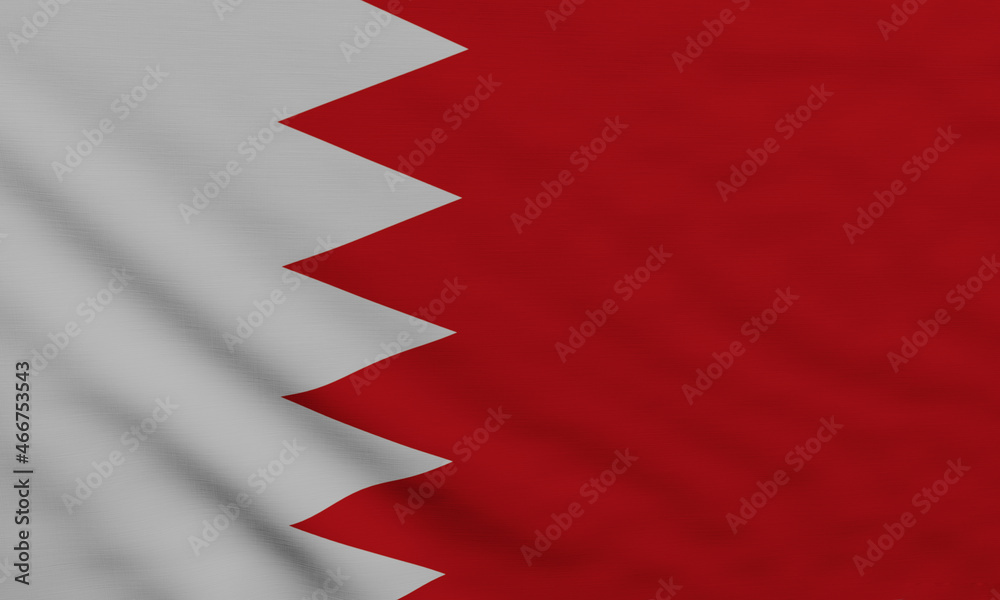 The national flag of Bahrain a white band on the left, separated from a ...