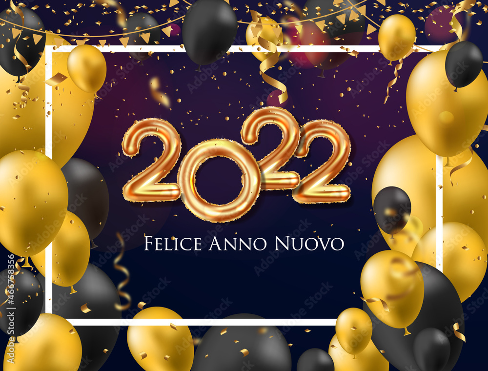 2022 New Year Italian greeting card (Felice Anno Nuovo 2022). Italian ...