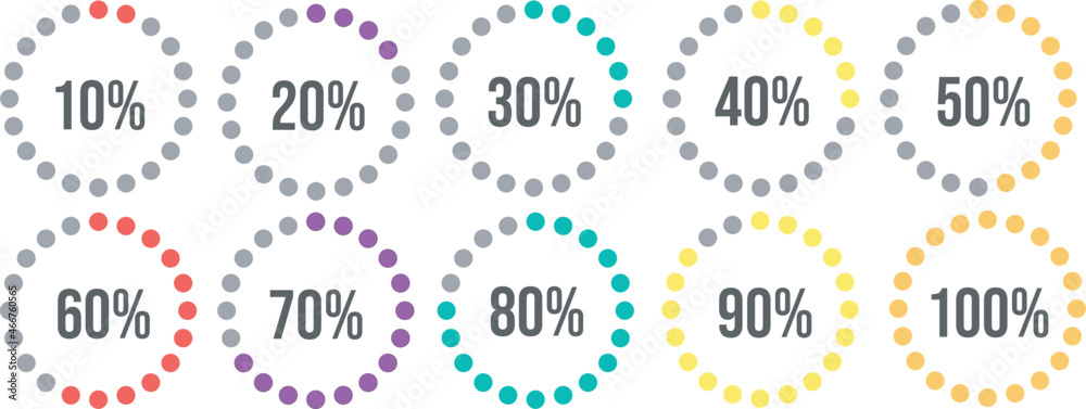 Poster Set of circle percentage diagrams from 10 to 100 percent – Wall ...