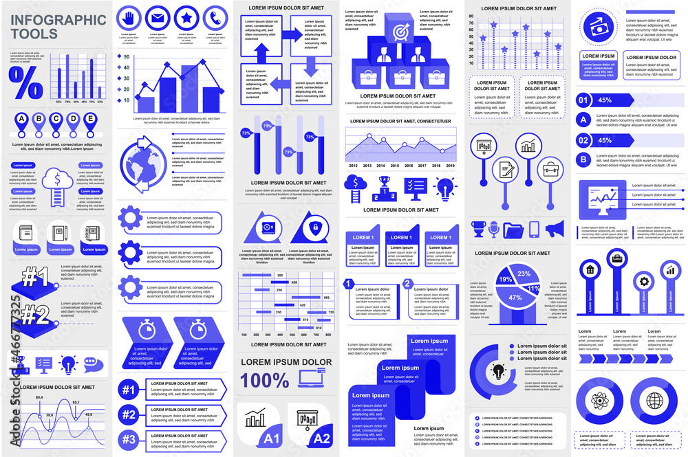 Bundle infographic elements data visualization vector design template ...