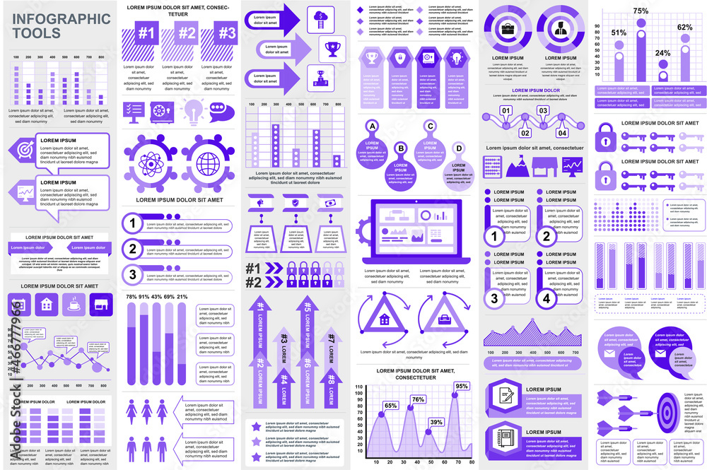Bundle infographic elements data visualization vector design template ...