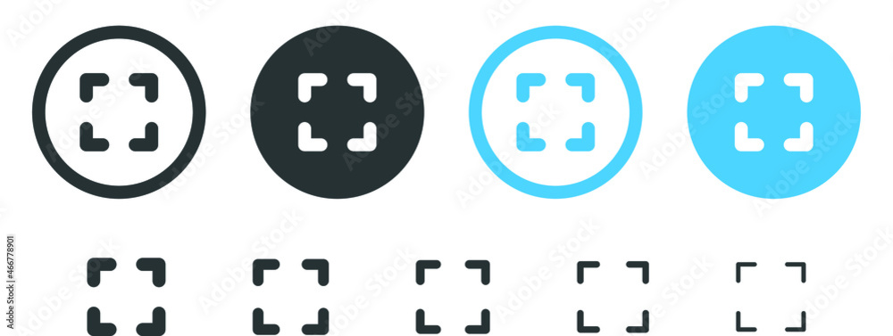 capture icon, center focus symbol, auto focus icon, screen shot, resize ...