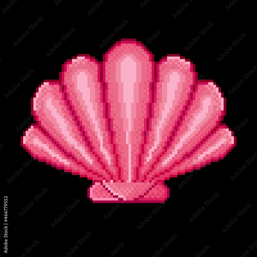 Shell icon pixel art. Clam pixel art. Vector illustration. Stock Vector ...