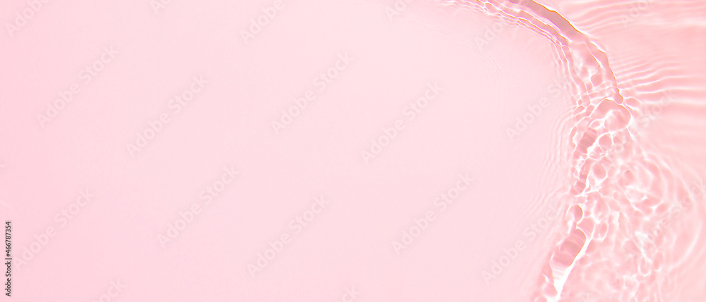 Transparent pink clear water surface texture with ripples, splashes and ...