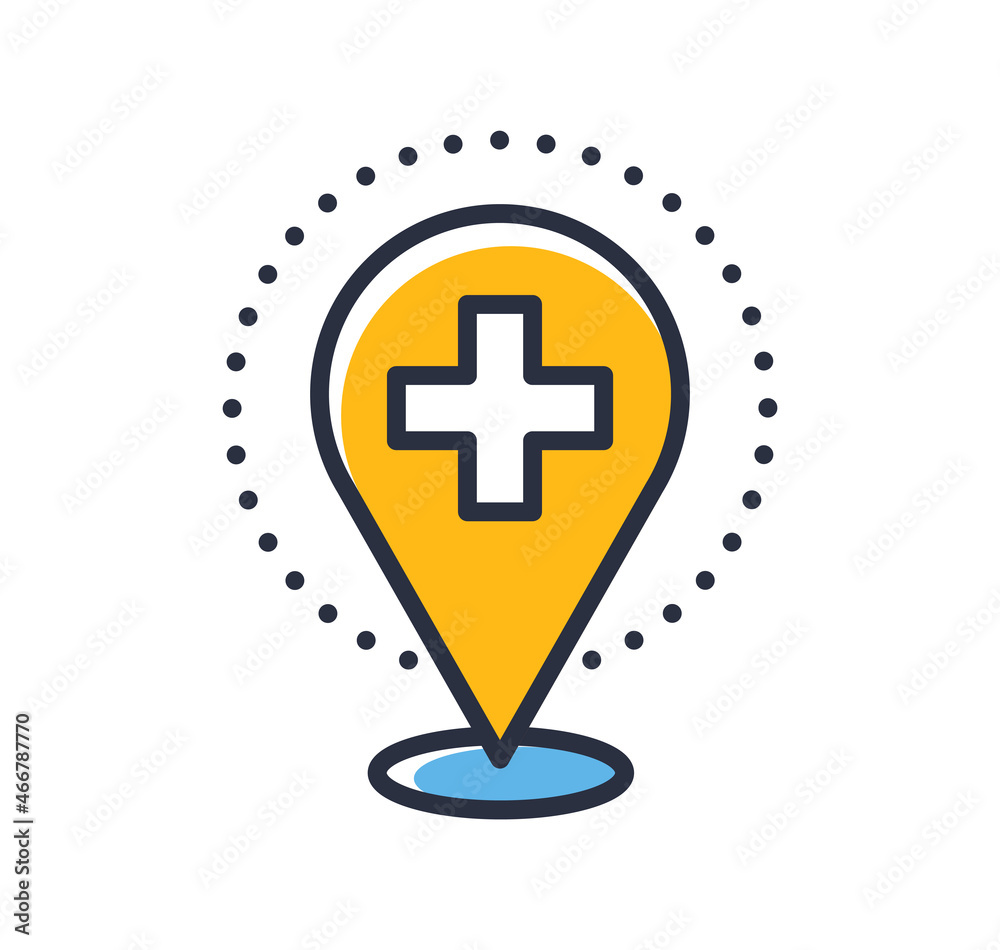 Hospital location icon. Medical location icon isolated on white ...