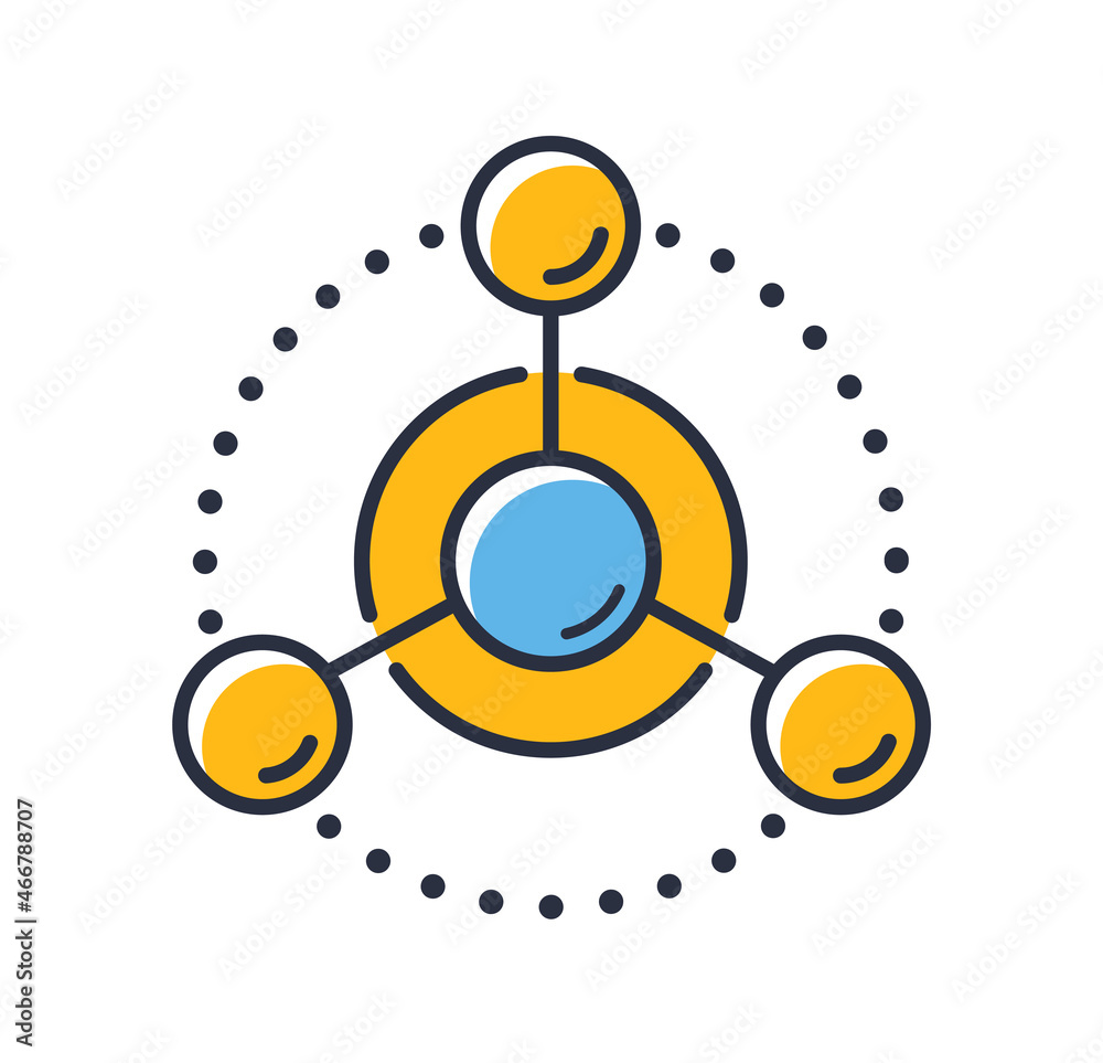 Molecule icon. Sign science chemistry and physics isolated on white ...