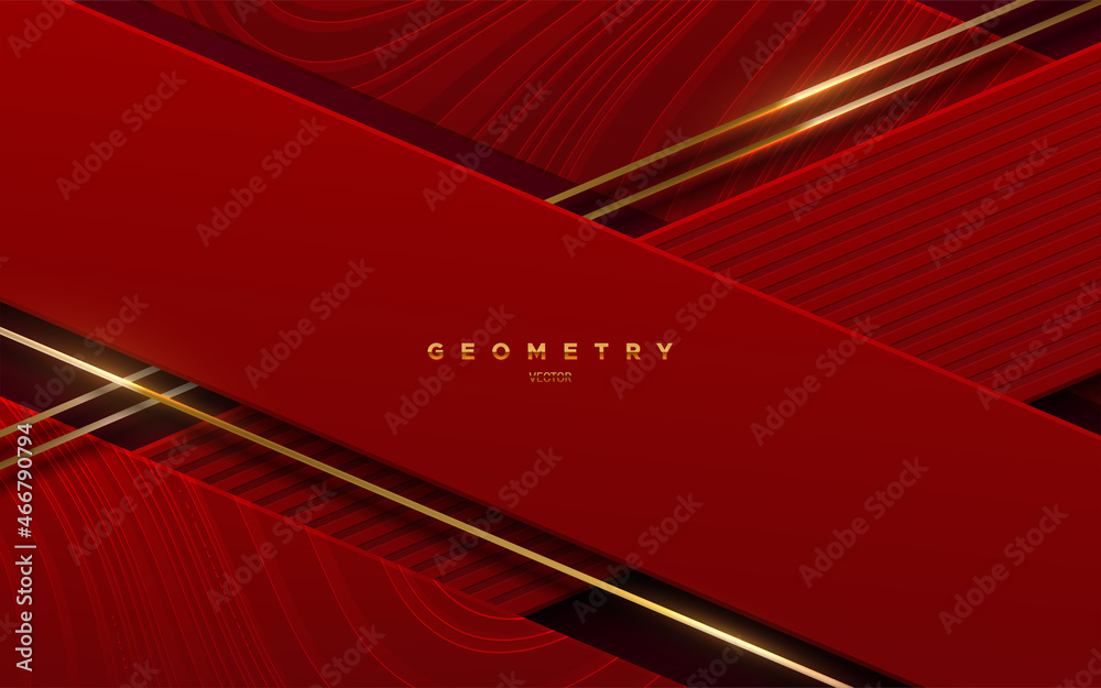 Abstract red background with golden glowing strings. Stock Vector ...