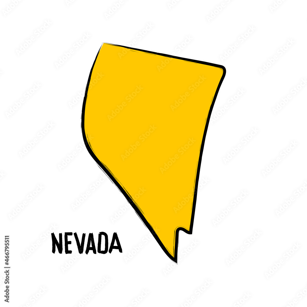 Nevada map outline, hand drawn silhouette design background Stock ...
