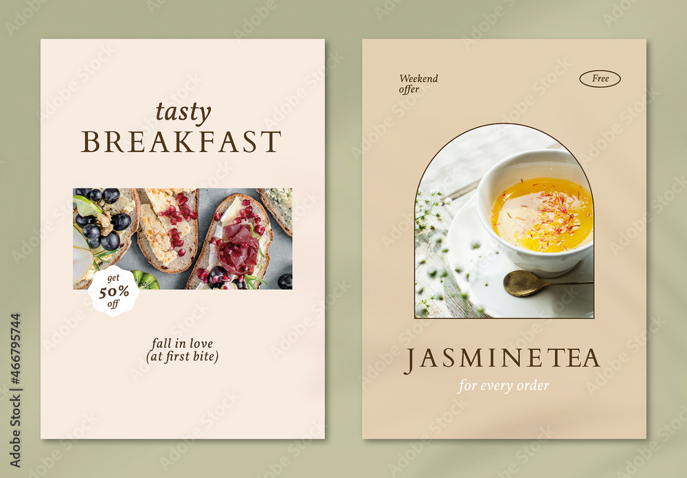 Café Poster Layout Set Stock Template | Adobe Stock