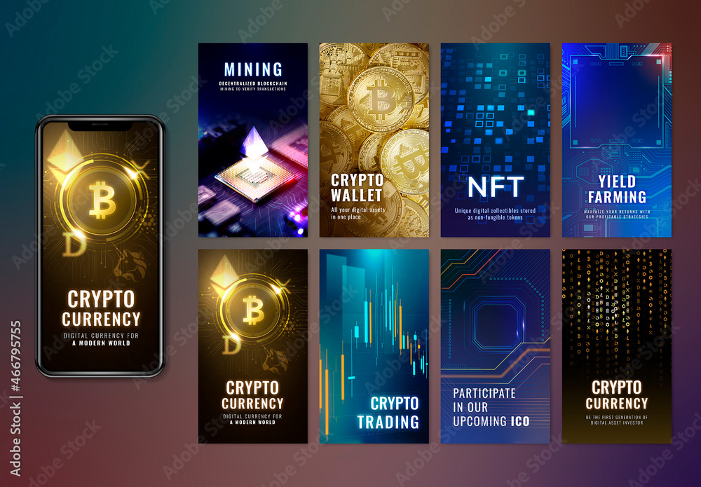 Cryptocurrency Open Source Blockchain Layout Stock Template | Adobe Stock