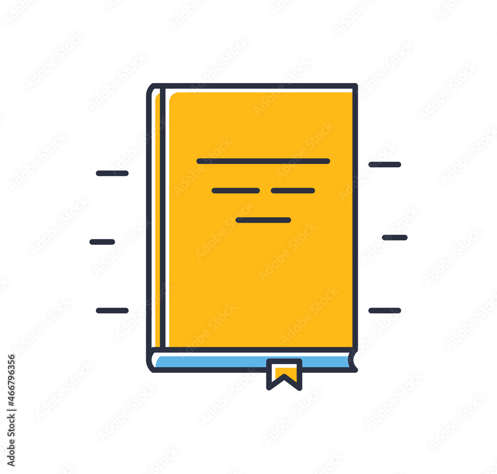 Book icon. Yellow book isolated on white background. Design elements ...