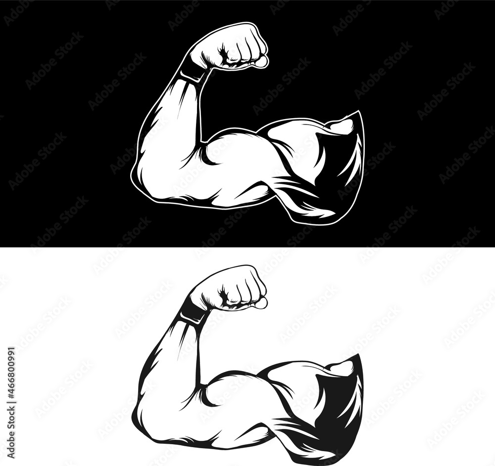Bodybuilder muscle flex arm vector illustration arm, bicep, strong hand ...