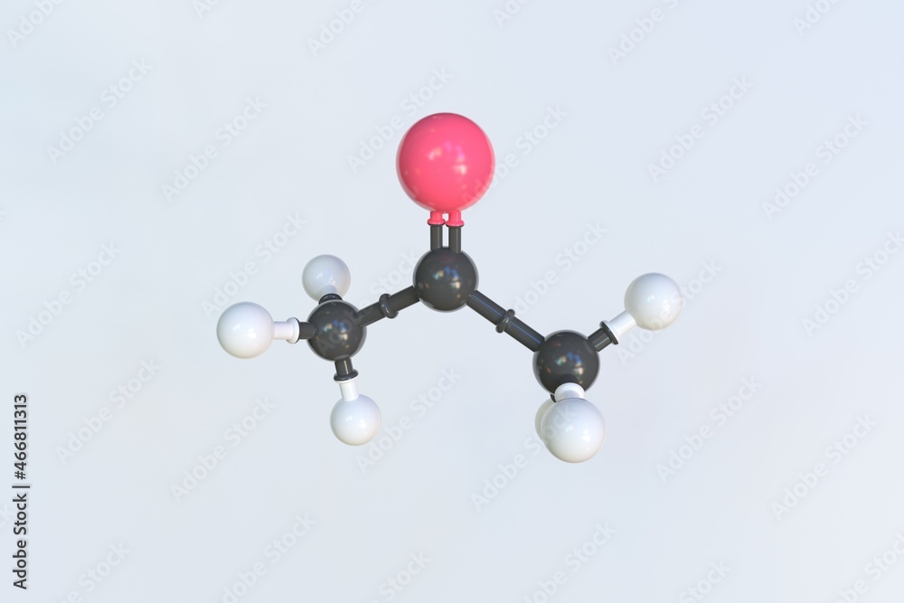 Acetone molecule, isolated molecular model. 3D rendering Stock ...
