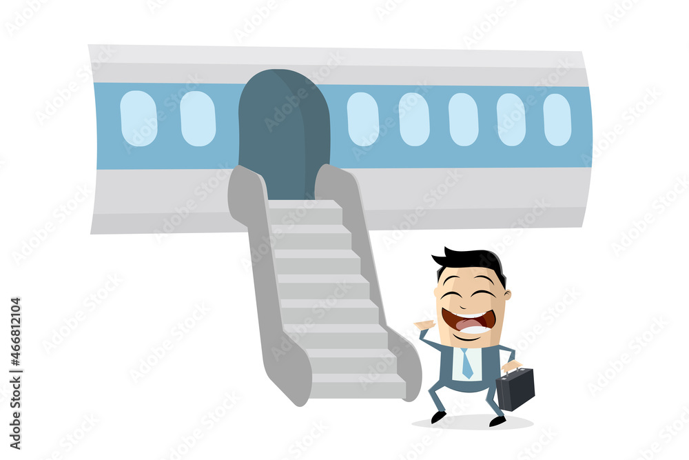 cartoon illustration of a businessman boarding a plane Stock Vector ...