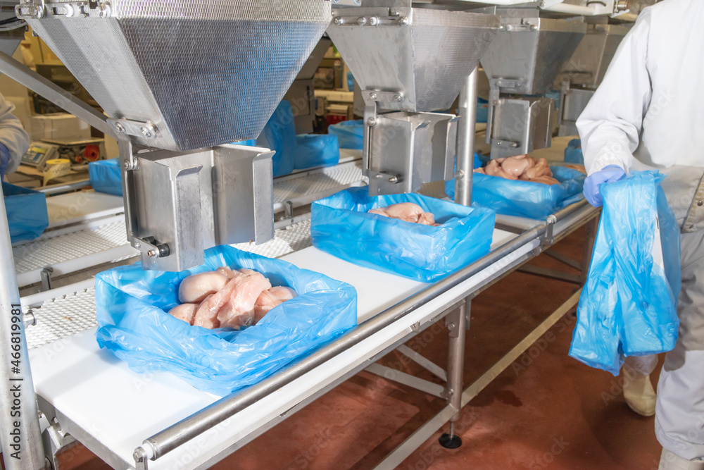 modern poultry processing plant.Meat processing in food industry ...
