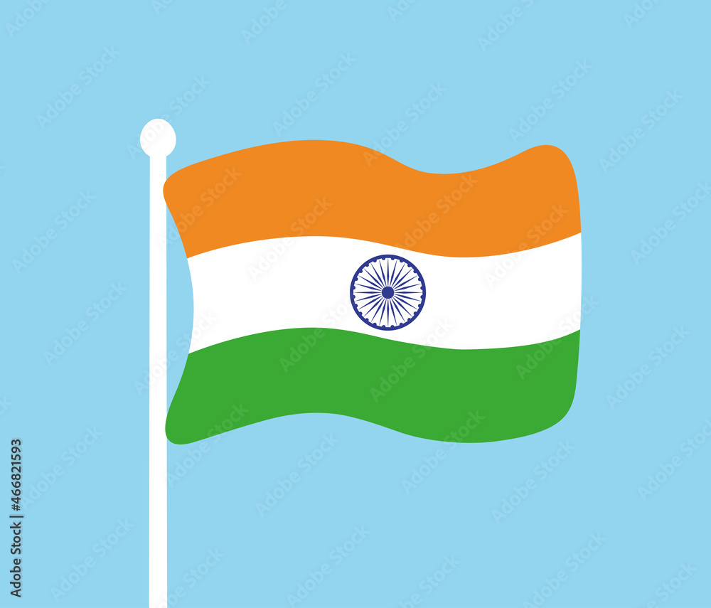India flag icon cartoon flat vector Stock Vector | Adobe Stock