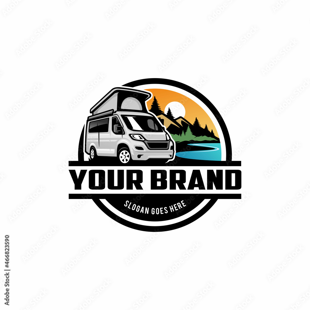 camper van - RV - motor home logo and illustration vector isolated ...