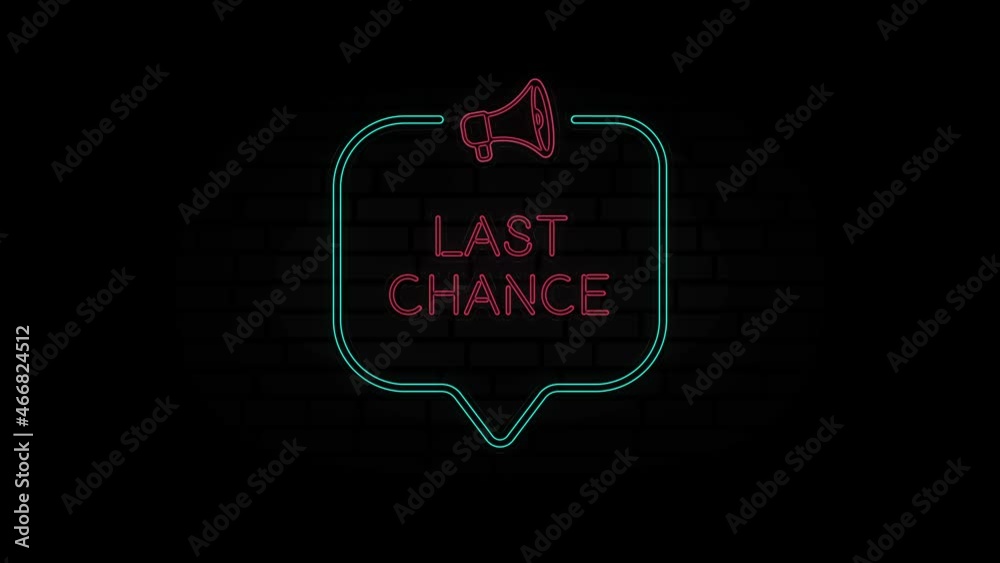 Glowing neon line Megaphone icon with text Last chance isolated on ...