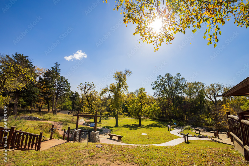 Sunny view of the landscape inside the Boiling Springs State Park Stock ...