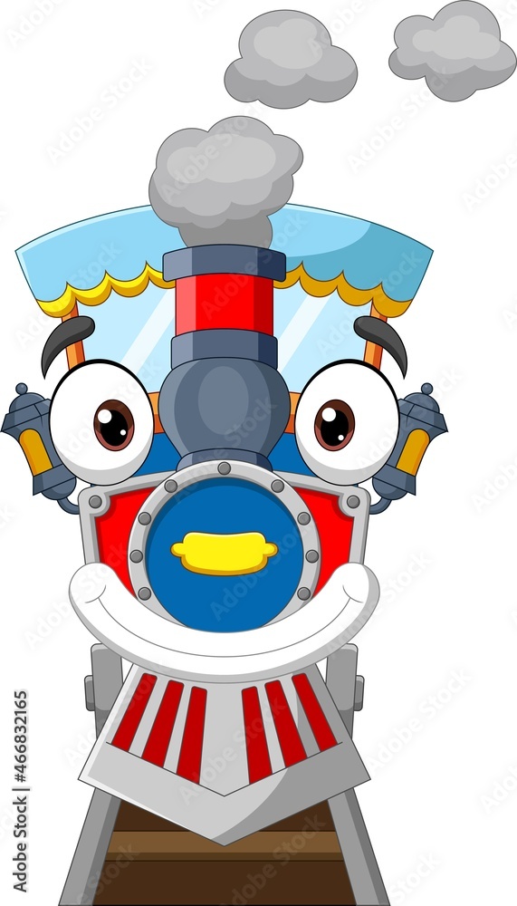 Cartoon funny train isolated on white background Stock Vector | Adobe Stock