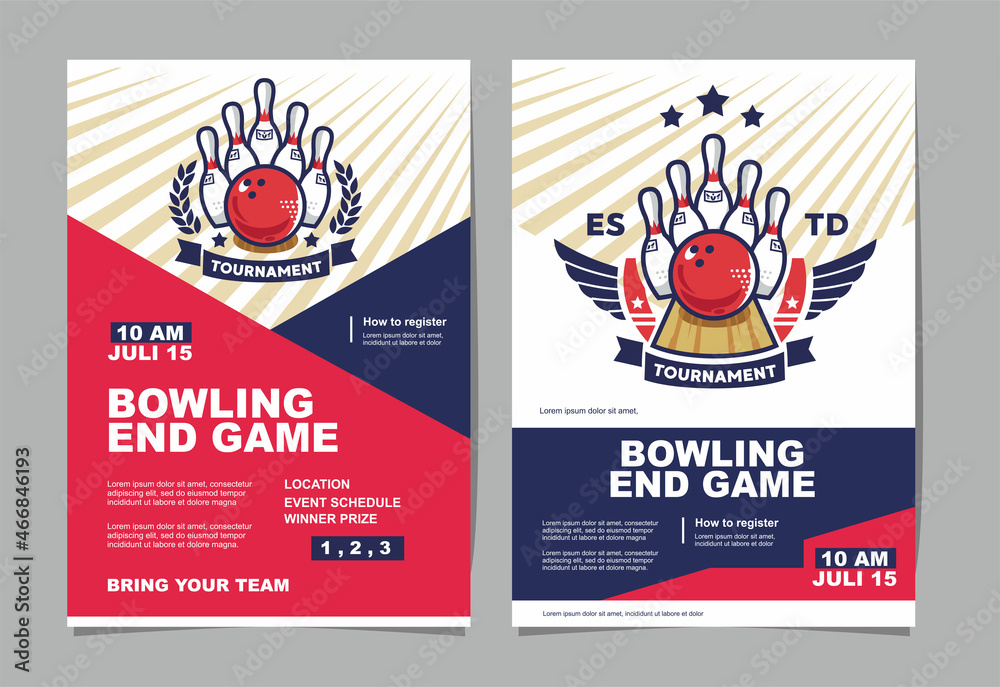 bowling tournament event poster and bowling logo Stock Vector | Adobe Stock