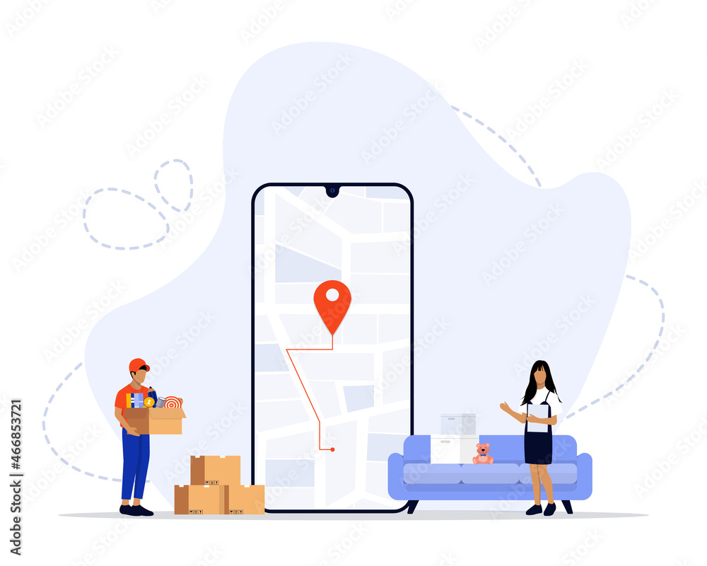 Vector Illustration, Moving Out Concept, Showing people moving out into ...