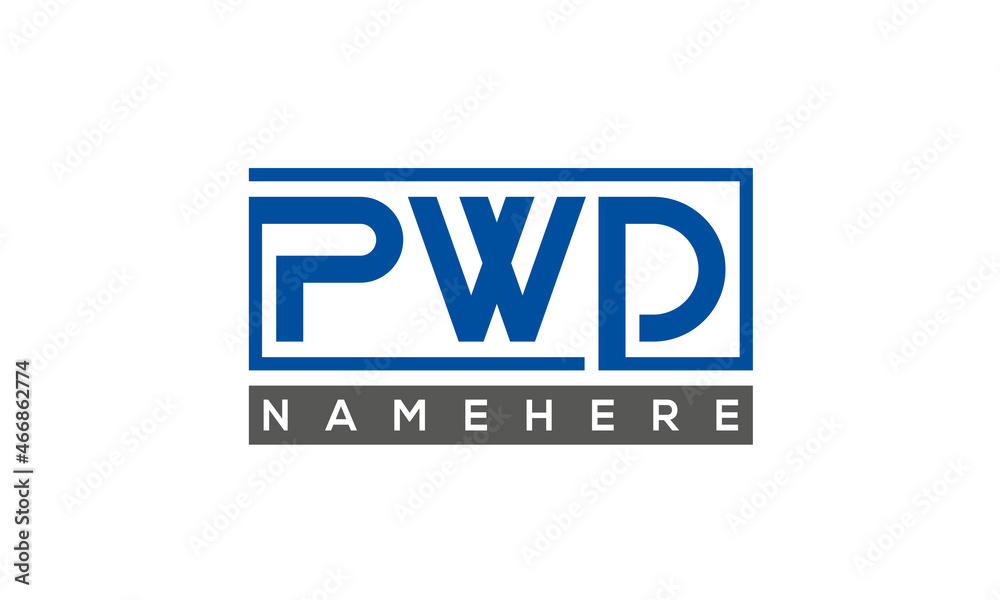 PWD Letters Logo With Rectangle Logo Vector Stock Vector | Adobe Stock