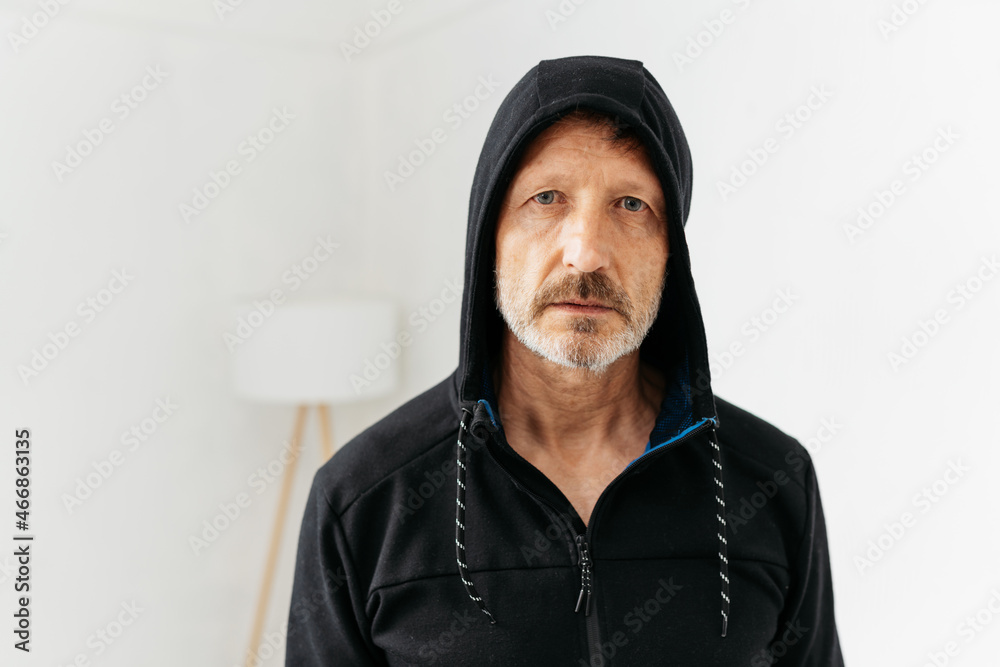 Depressed man staring at the camera with a deadpan expression Stock ...