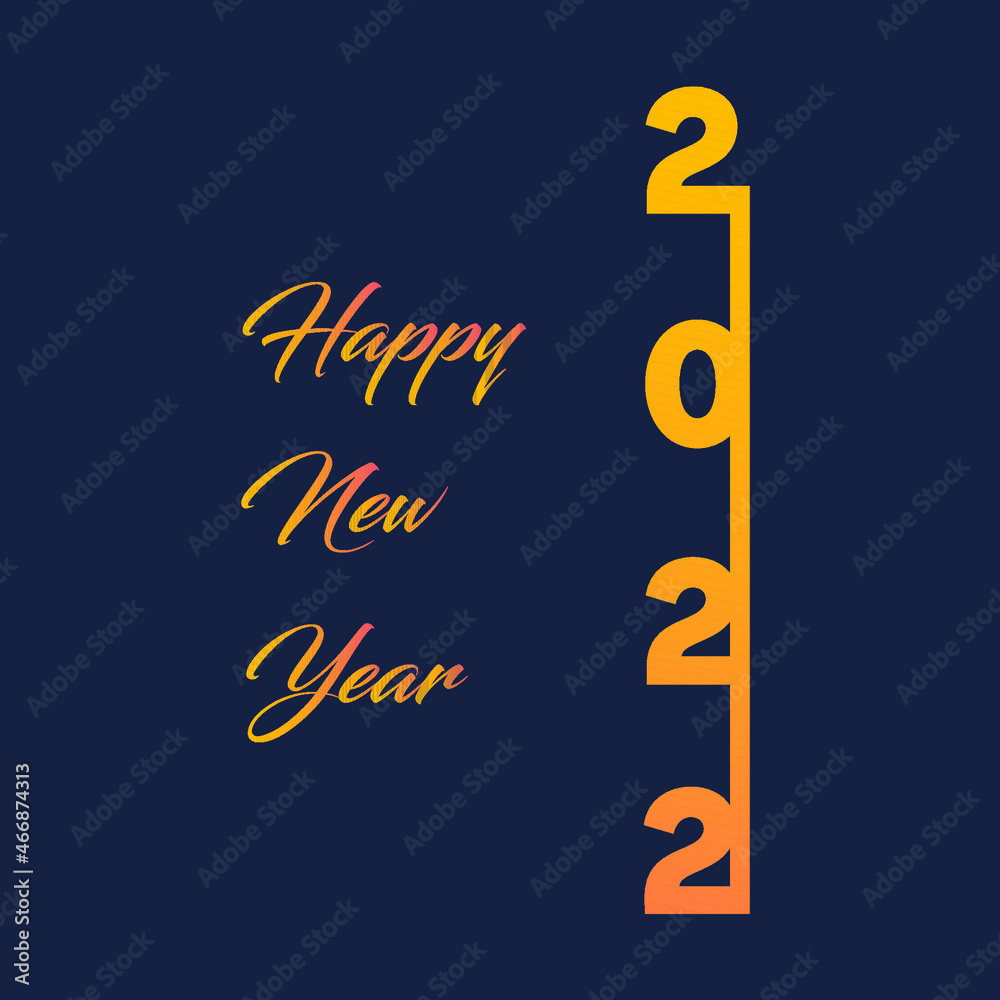 2022 happy New Year. Typography letter square banner design. Black ...